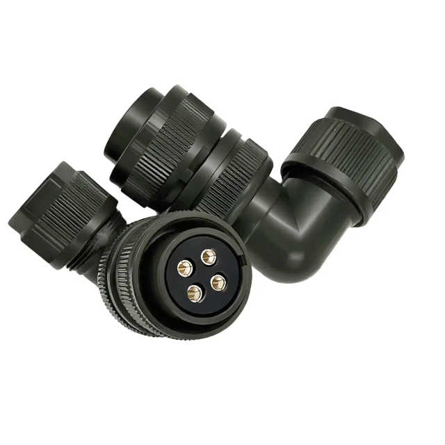 Threaded Four Core IP67 Waterproof Elbow Aviation Plug, Round Copper ...