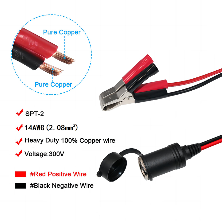 6FT 12v Cigarette Socket Battery Pack With Lighter Adapter Car Jumper ...