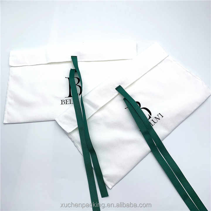 Luxury White Cotton Twill Envelope Dust Bag With Bow-Tie 100% Cotton ...