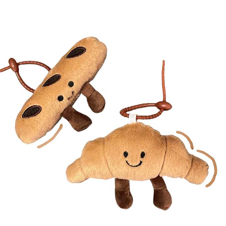 Kawaii Peluches Plush French Bread Croissant Keychain