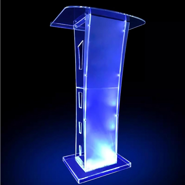 Elegant Acrylic Lectern Podium with LED Lights - BOSN Display