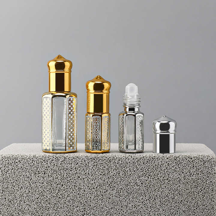 High Quality Transparent Gold Glass Roll on Bottle 3ml 6ml 12ml Perfume Roller Bottle with ...