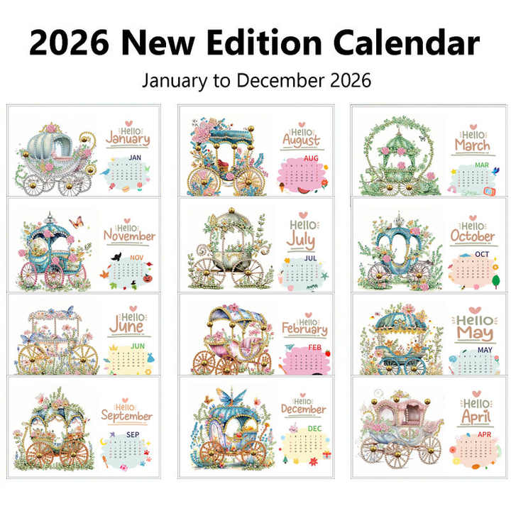 New DIY Sparkle Calendar 2026 Cross Girls Theme - 12 Drilled Pages With ...