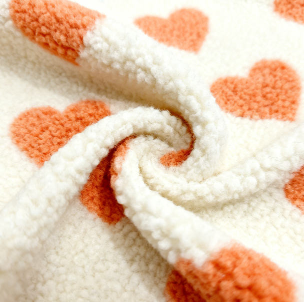 Heart-shaped pattern faux fur fabric, soft and plush, suitable for ...