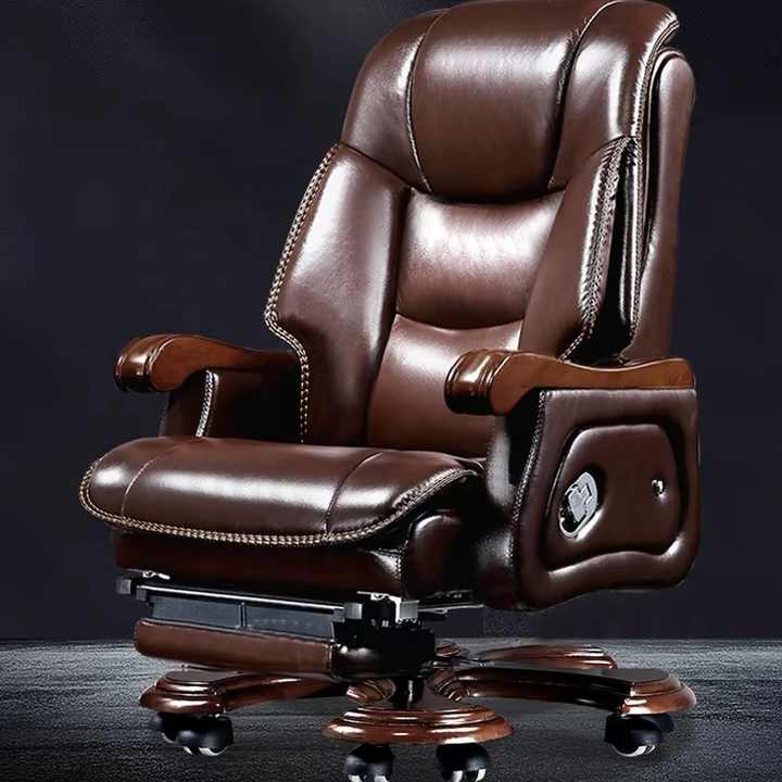 Leather CEO Office Chair with Massage Pedal & Ergonomic Design