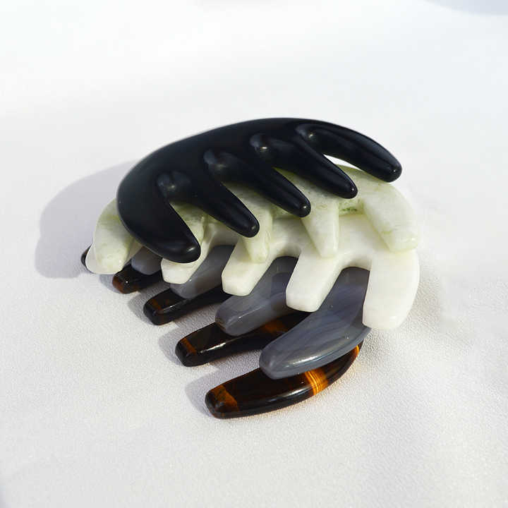 Bian Stone Guasha Comb for Scalp Massage Opal Tiger Eye Stone Agate ...