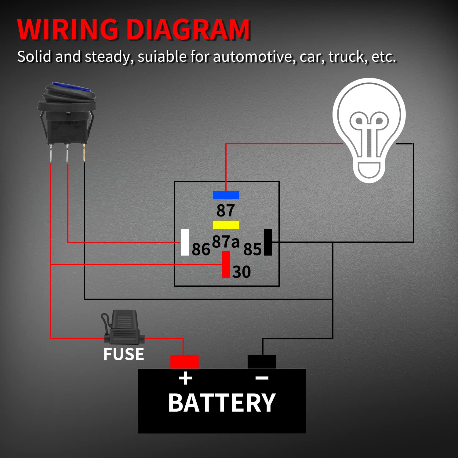Musuha 12V 24V 5 Pin Automotive Relay SPDT DC Power Transparent Relay ...