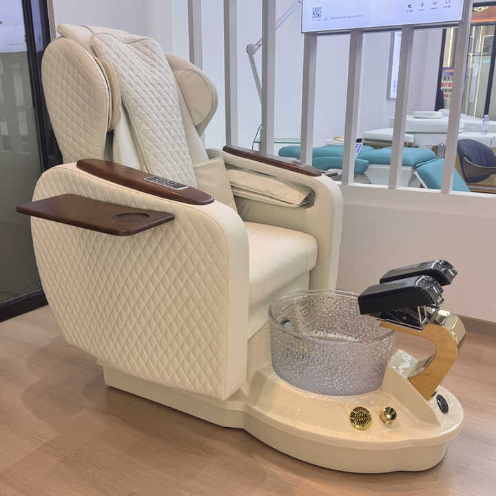Custom Luxury Adjustable Fiberglass Beige Color Foot Spa Pedicure Chair ...