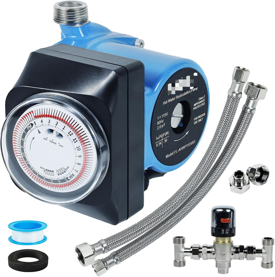 OGGIN Adjustable Timer Hot Water Circulation Pump Stainless Steel for ...