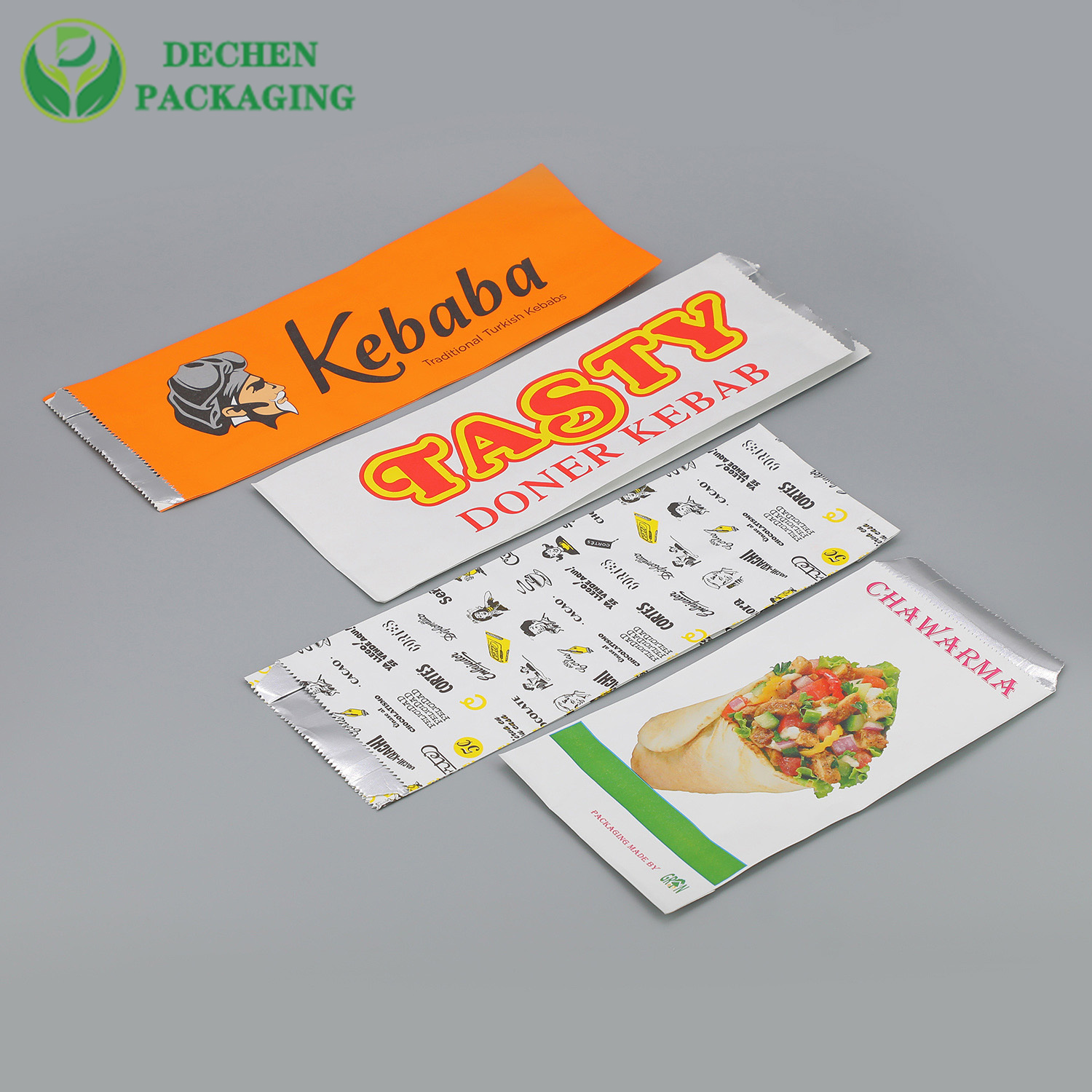 Foil Paper Doner Kebab Burger Packaging for Fast Food, Crispy Chicken ...