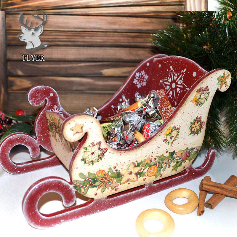Large Outdoor Life Size Santa Sleigh Decoration - Fiberglass Reindeer ...