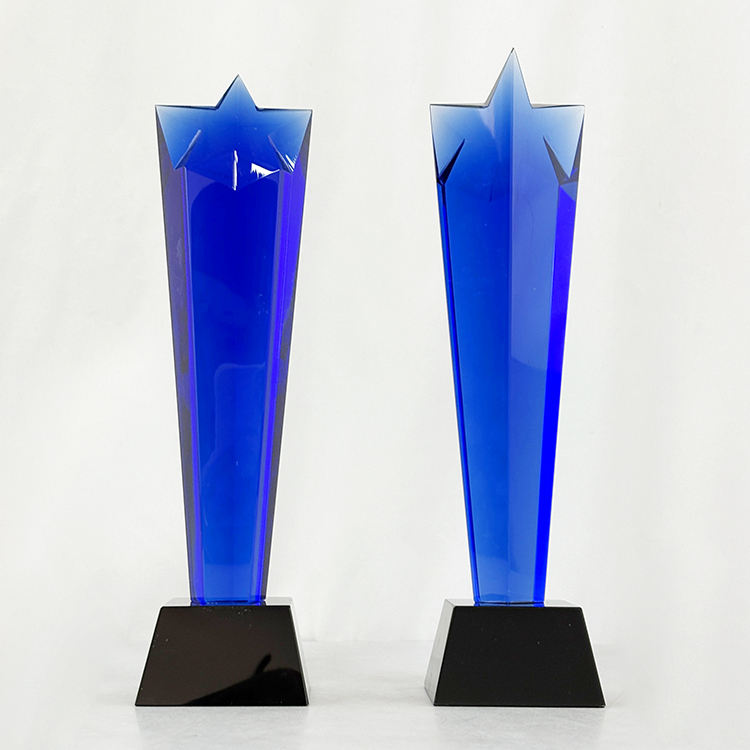 Blue Star Tower Crystal Dedication Plaque Award Glass Blank Trophy MH ...