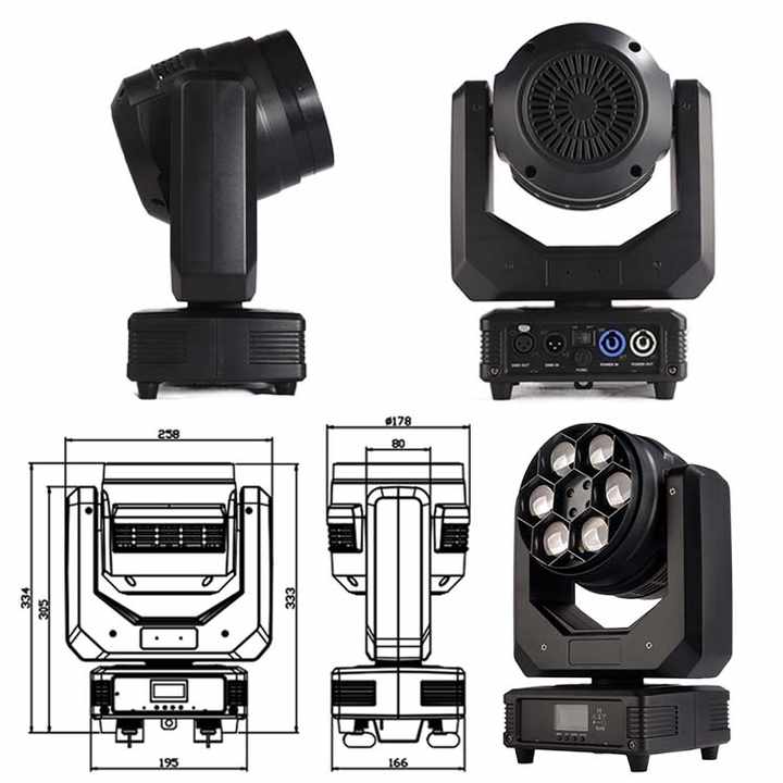 6x40W Beam Mini LED Moving Light DMX Small Wash Moving Head Zoom RGBW ...
