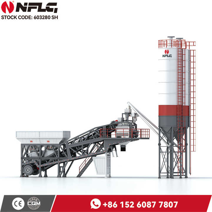 Two Aggregate Hopper 80 M3h Mixing Plant Mobile Concrete Batching Plant ...
