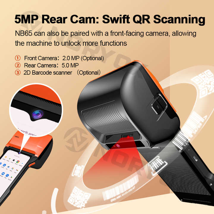 NB65 6.5 “Android 14多合一POS系统内置58/80毫米手持式打印机，具有4 GB RAM和64 gb闪存 ...