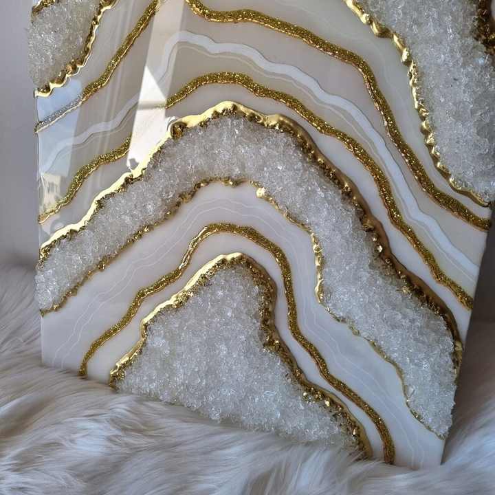 Luxury Wall Decor Gifts Gold Resin Geode Wall Art Epoxy Resin Painting ...