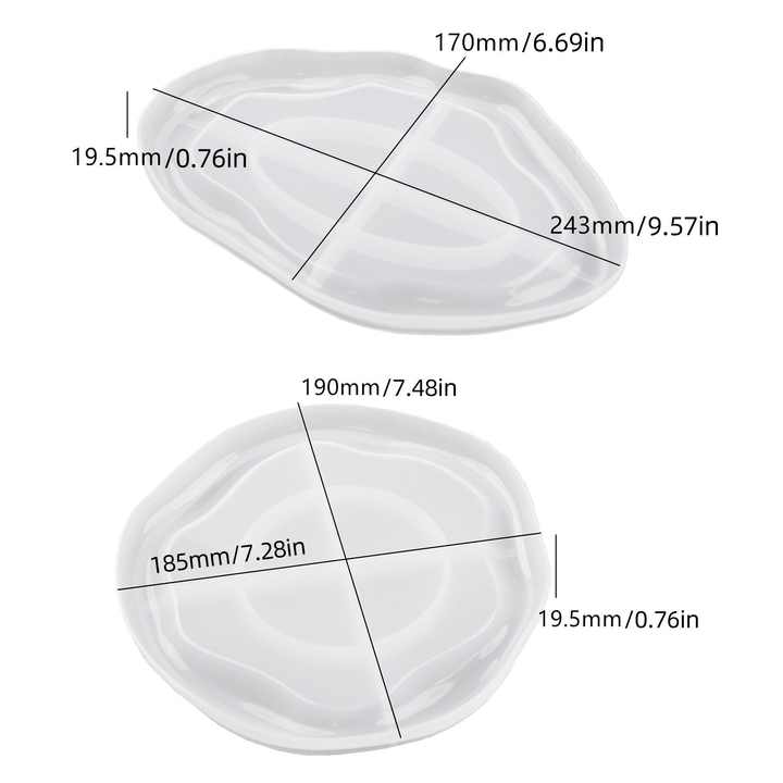 Large Tray Molds with Edge Oval Round Epoxy Resin Cloud Trinket Tray ...