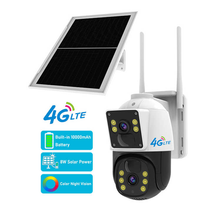 4G Solar Powered Camera - Dual Lens Security PTZ Camera