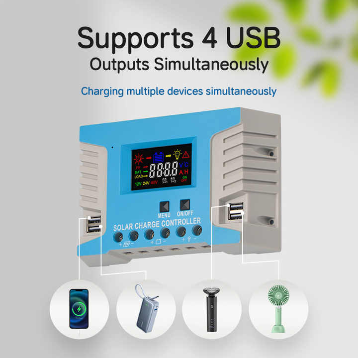 GCSOAR 30A Pwm Solar Charger Controller Dual USB Port Solar Panel ...