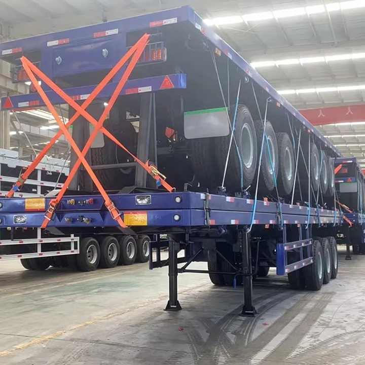 3 Axle 40FT 12.5M New Flatbed Semi Trailers Go to Africa 50Ton Flatbed ...