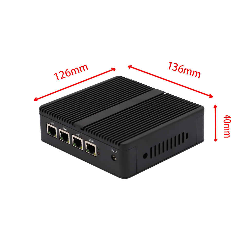 Firewall fanless computer mini pc Celeron J1900 J4125 4 lan 12v ...
