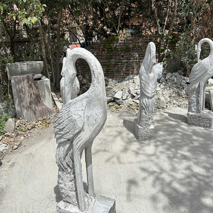 Custom-Size Crane Stone Statue Modern Design Outdoor Garden Decoration ...