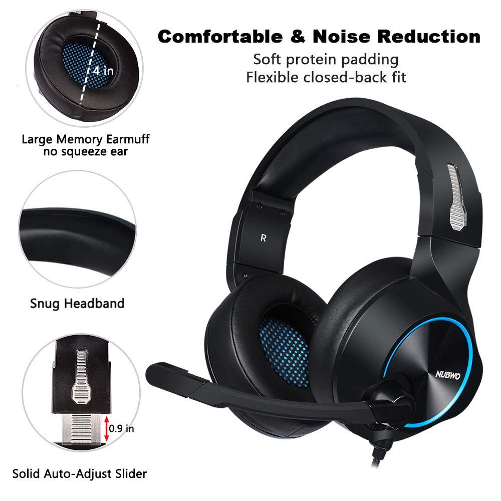 Casque de jeu NUBWO N11 Interface 7.1 canaux 3.5MM - Noir Bleu - Casque ...