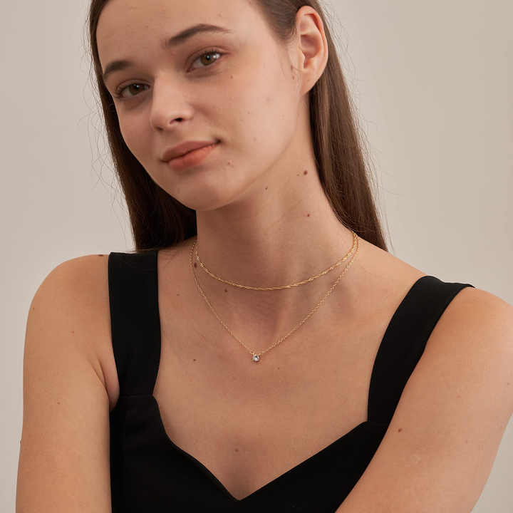 Women Creative Design Double Layers Gold Chain Necklace Jewelry Simple ...