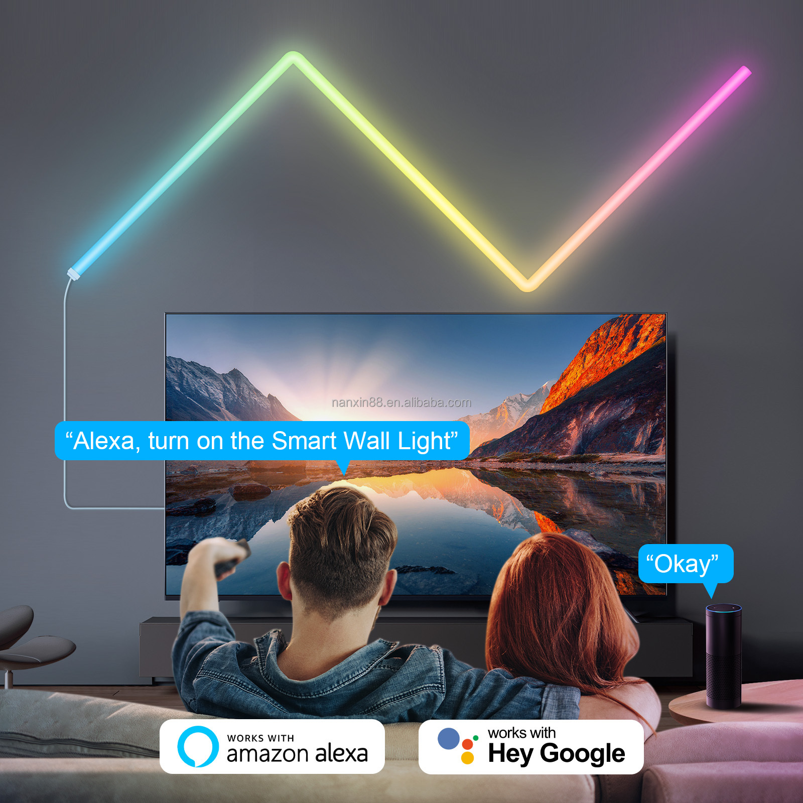 Led Glide Wall Light Strip Lights Work With Alexa And Google Assistant ...