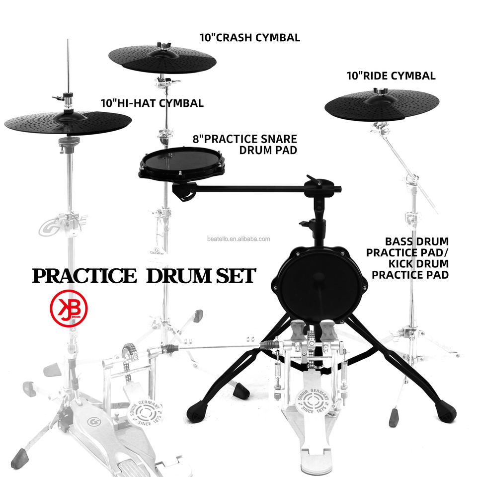 JBK Drum Set Practice Kit with Mute Pads & Cymbals – Full Set ...
