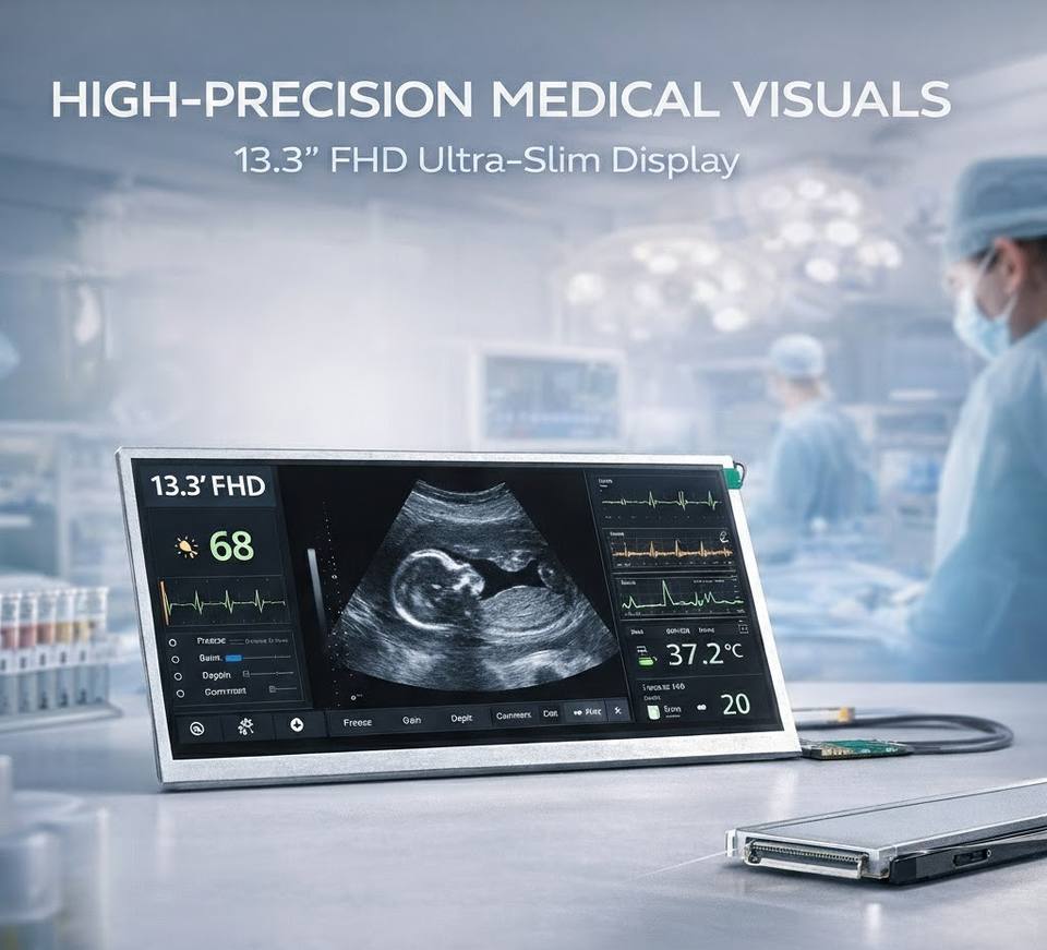 13.3 Inch 600 Nits Brightness FHD LCD Display Module for Medical ...