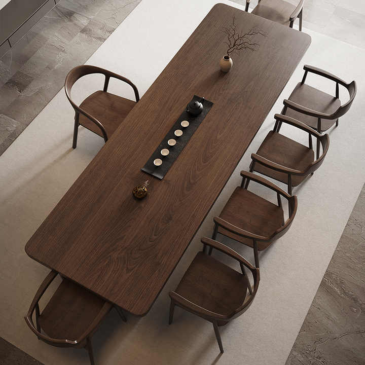 Nordic Black Walnut Dining Table and Chair Irregular Household Solid ...