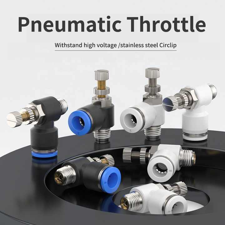 SL Series Pneumatic Flow Control Valve 90 Degree Elbow Air Flow Speed ...