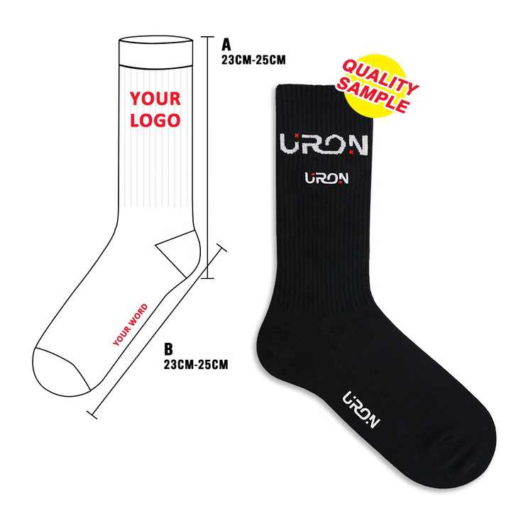 Uron Brand Men's Cotton Socks with Custom Logo & Anti-bacterial