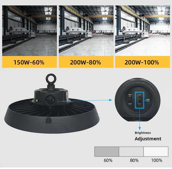 4000K 5000K 6500K 1-10V Dimmable High Bay LED Shop Lights 60W 80W 100W ...