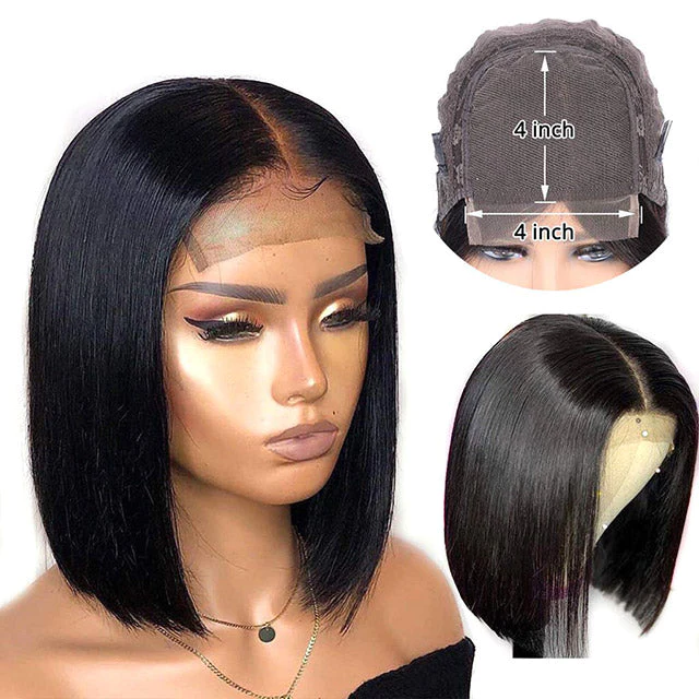 Zsf Hair Closure Bob Wigs 4*4 Transparent Lace Closure Wig Glueless ...