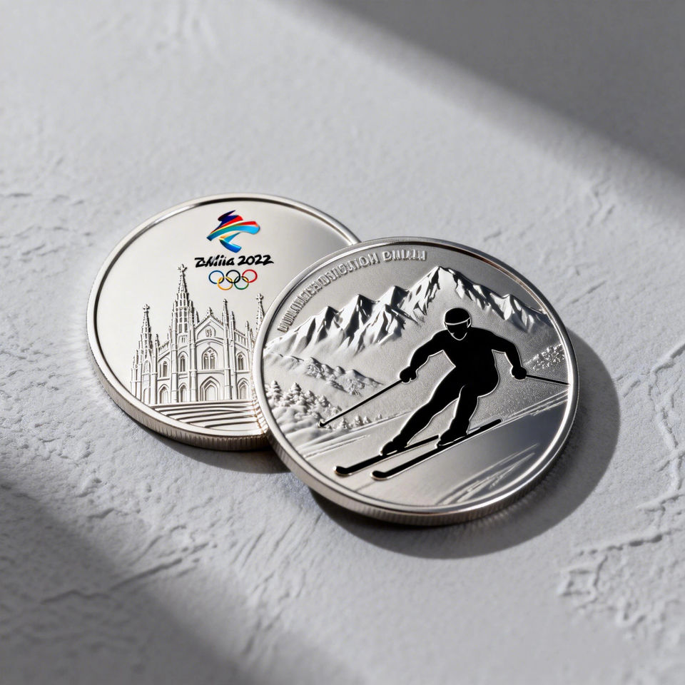 3D Stereoscopic Relief Commemorative Coin of Ski Athletes for Milan ...