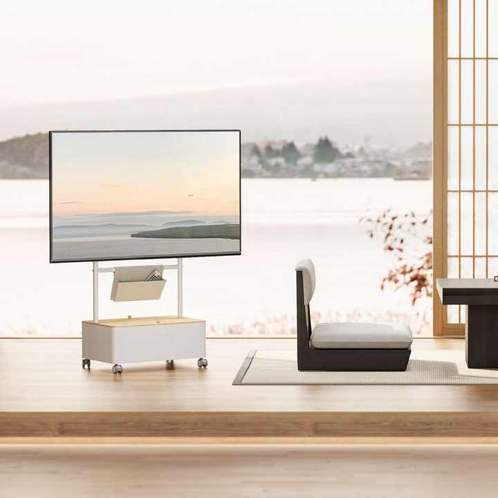 LUMI Easel Studio TV Floor Stand with Wheels - Minimalist