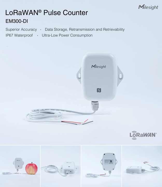 Milesight EM300-DI Lorawan Wireless Pulse Counter for Smart Meters