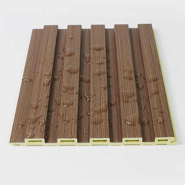 Interior Decoration WPC Bamboo Fiber Fluted Slat PVC Coating 3D Panel De Pared Grille Indoor TV ...