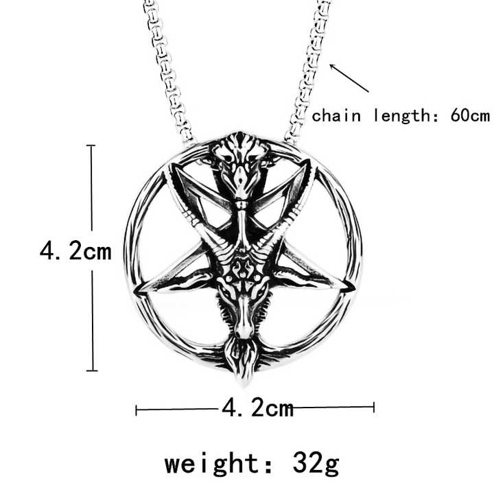 Antique Stainless Steel Satan Pentagram God Skull Goat Head Pendant ...