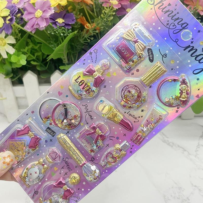 Shiny Cartoon Stereo Laser Shake Decorative Stickers for Kids Fun