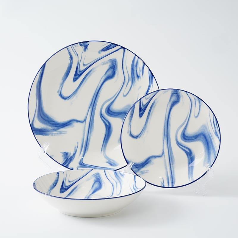 Stylish Blue Marble Pad Printing Dinnerware Set - Daily Family Meals in ...