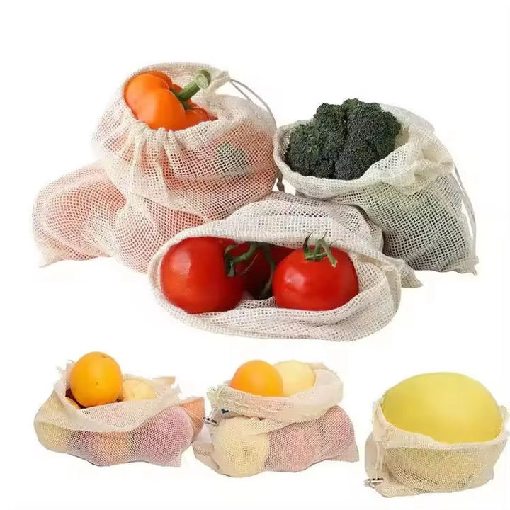 Eco-Friendly Reusable Mesh Produce Bags Cotton Net Bag for Vegetables ...