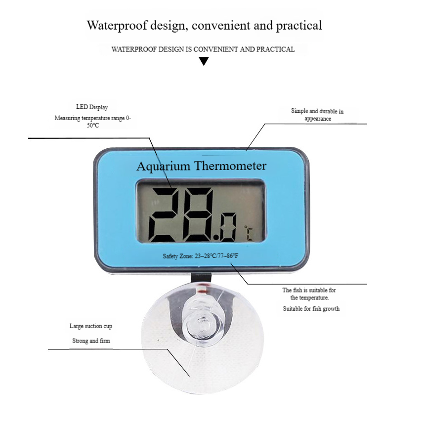 Fish Tank Round Glass Eco-Friendly Digital LCD Thermometer with ...