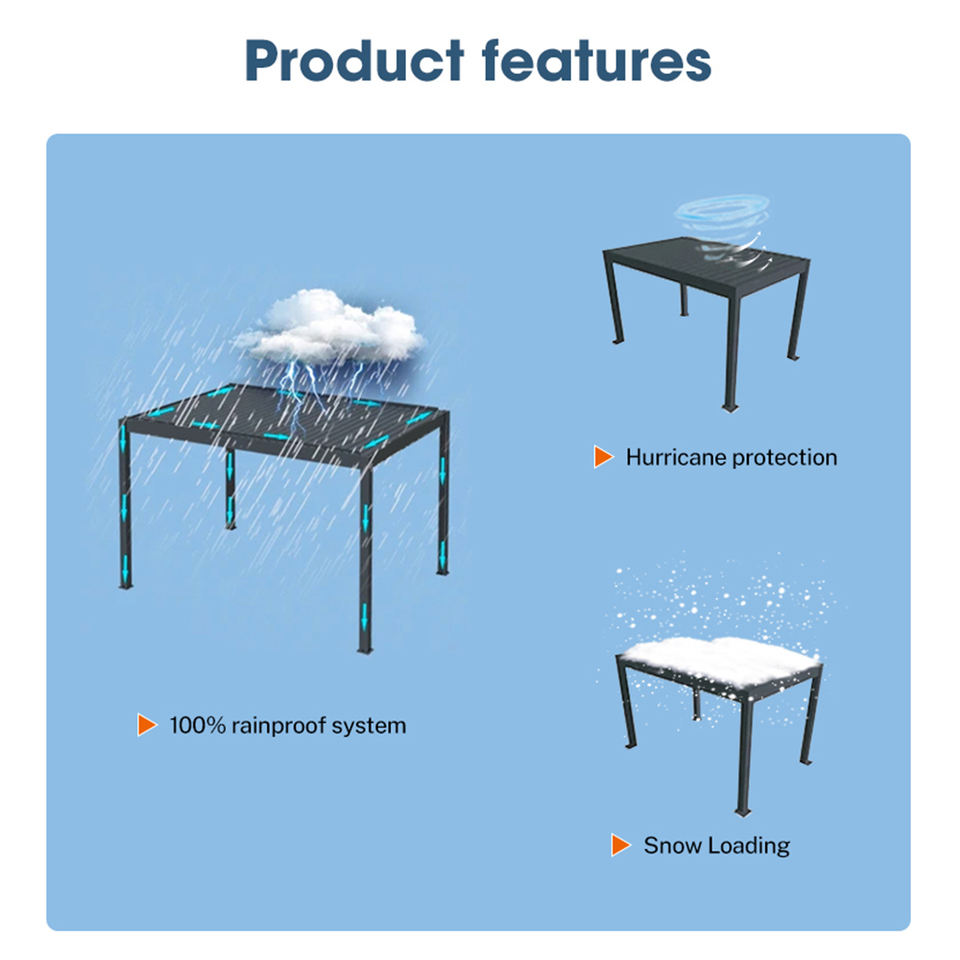 Customized Large Modern Aluminium Outdoor Manual 4x4 Pavilion Ready ...