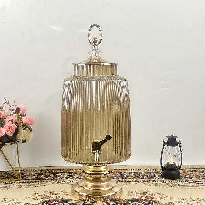 Modern Multifunctional Glass Water Dispenser with Vertical Stripes ...