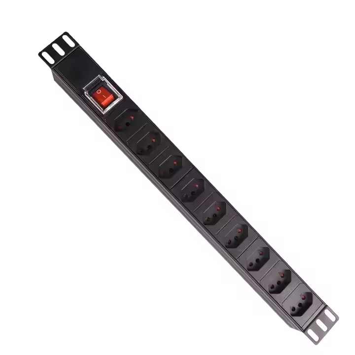 250V 20A 1U PDU with 9 Brazil Standard Outlets & Double Break Switch