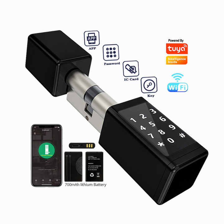 Remote Control Smart Europe Cylinder Password Digital Electric TUYA APP ...