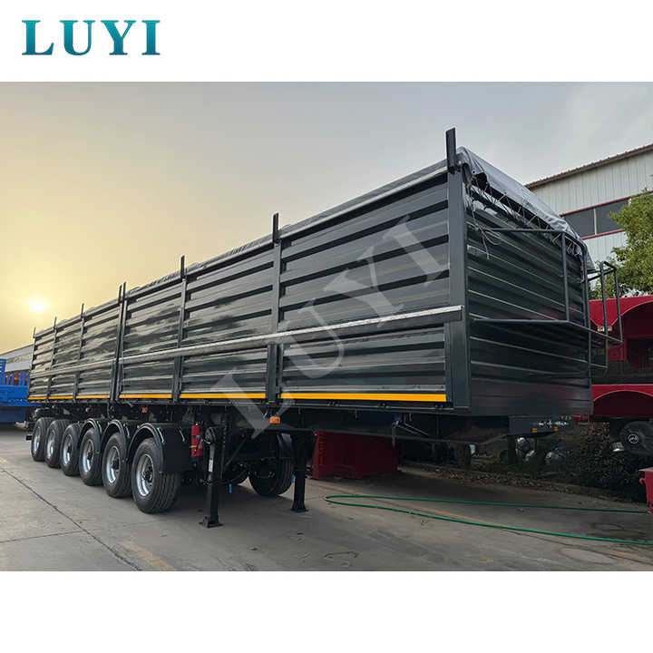 Heavy Duty 6 Axle Hydraulic Double Box Rear Side Dump Tipping Truck ...